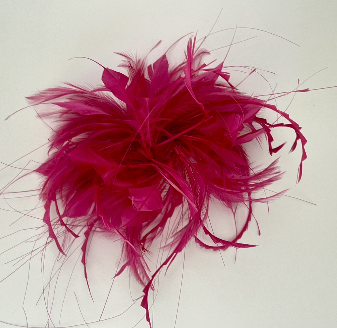 Wispy Feather Fascinator in Raspberry - Beverley Edmondson Millinery